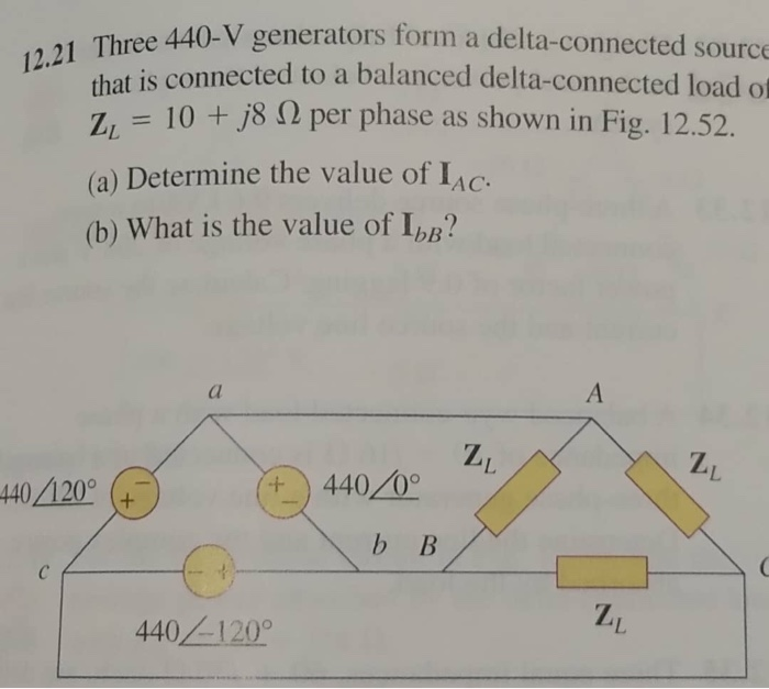 Solved 12.21 Three 440-V generators form a delta-connected | Chegg.com