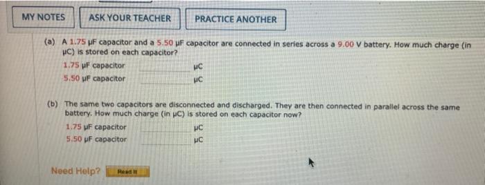 Solved (a) A 1.75 μF capacitor and a 5.50 μF capacitor are | Chegg.com
