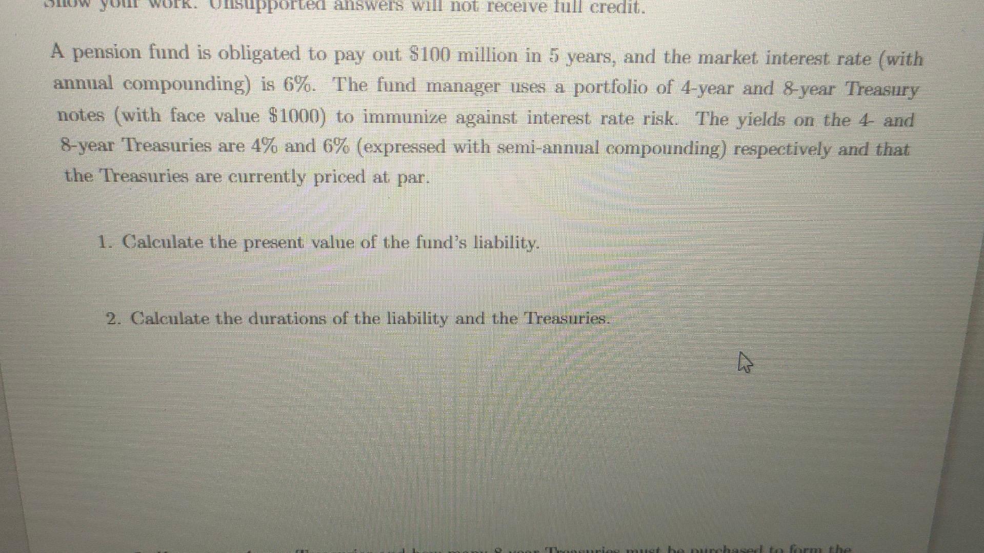 Solved A pension fund is obligated to pay out $100 million | Chegg.com
