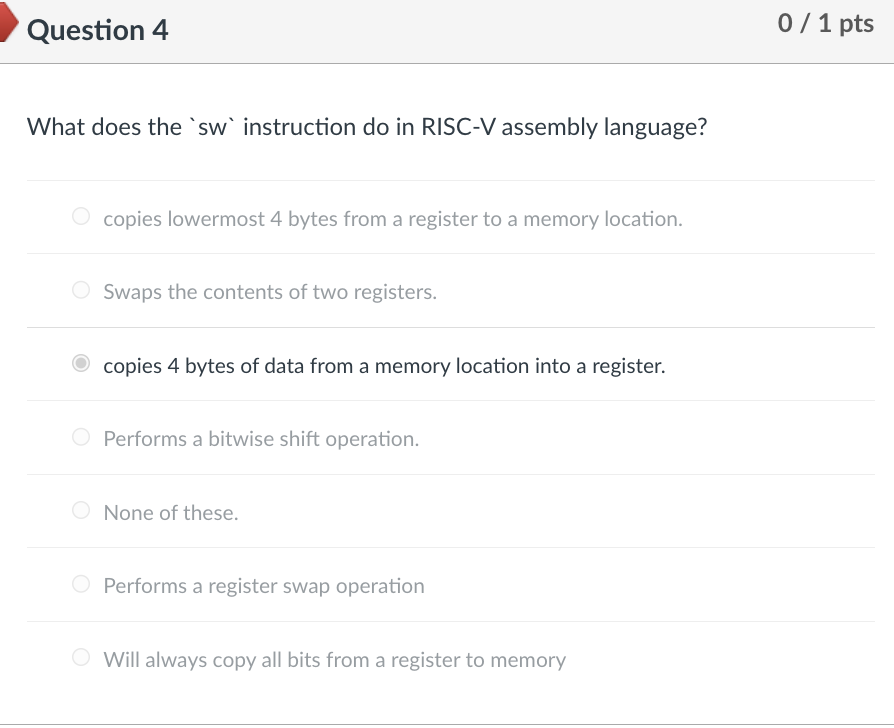 Solved Question 4What does the instruction do in RISC-V | Chegg.com