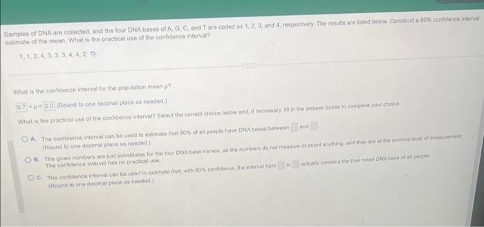 Solved Eamples of DNA are collected, and the four DNA bases | Chegg.com