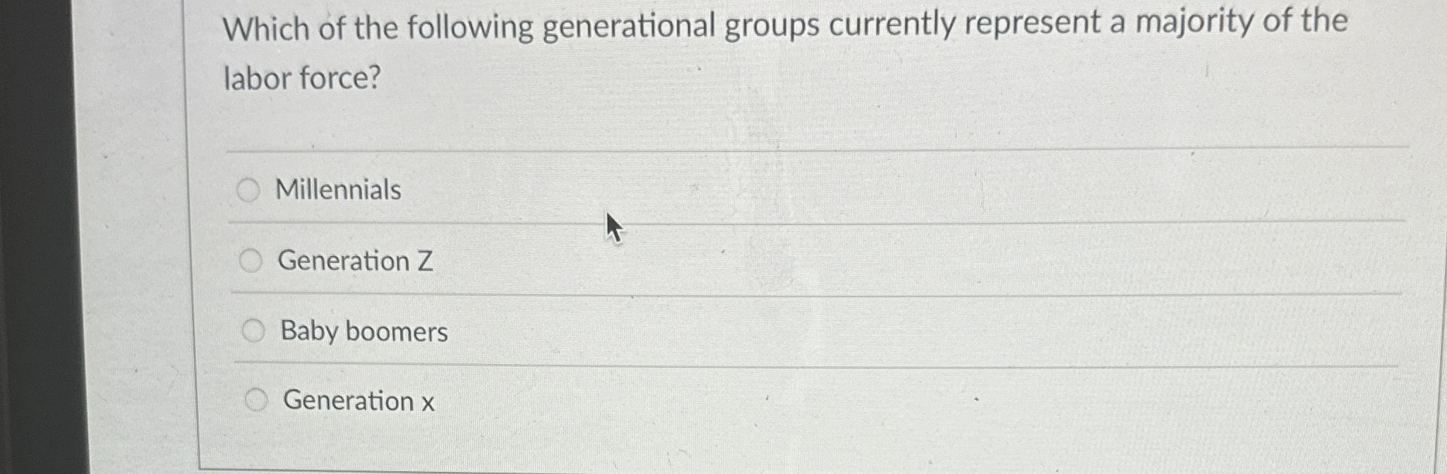 Solved Which of the following generational groups currently | Chegg.com