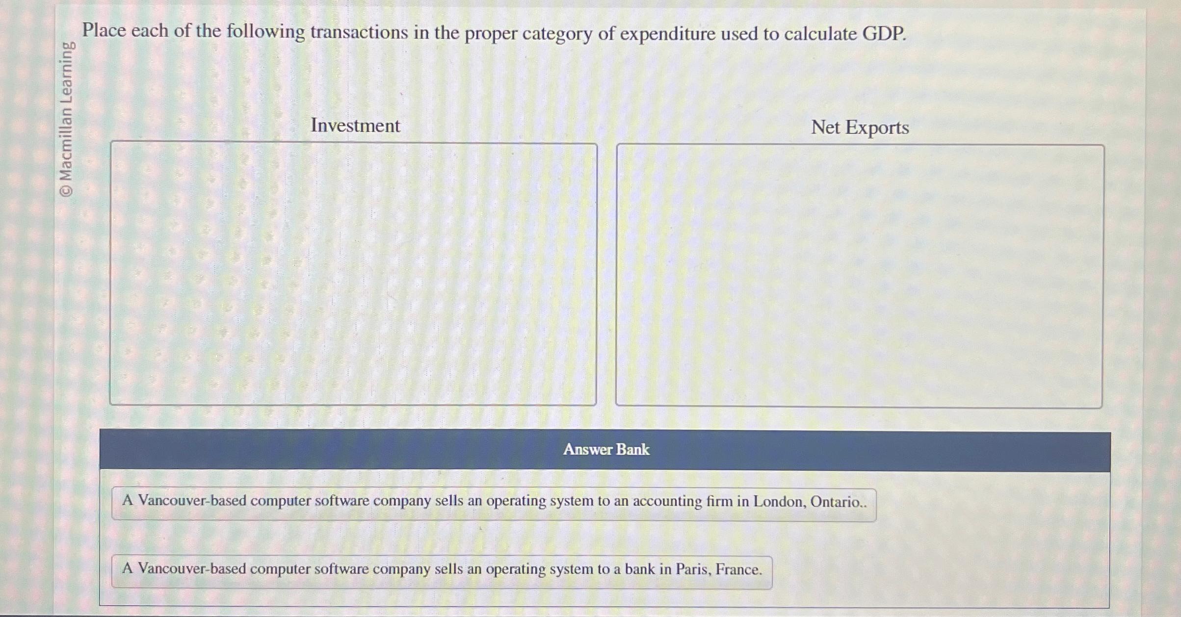 Solved Place each of the following transactions in the | Chegg.com