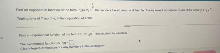 Solved Find an exponential function of the form Pl)=Pon that | Chegg.com