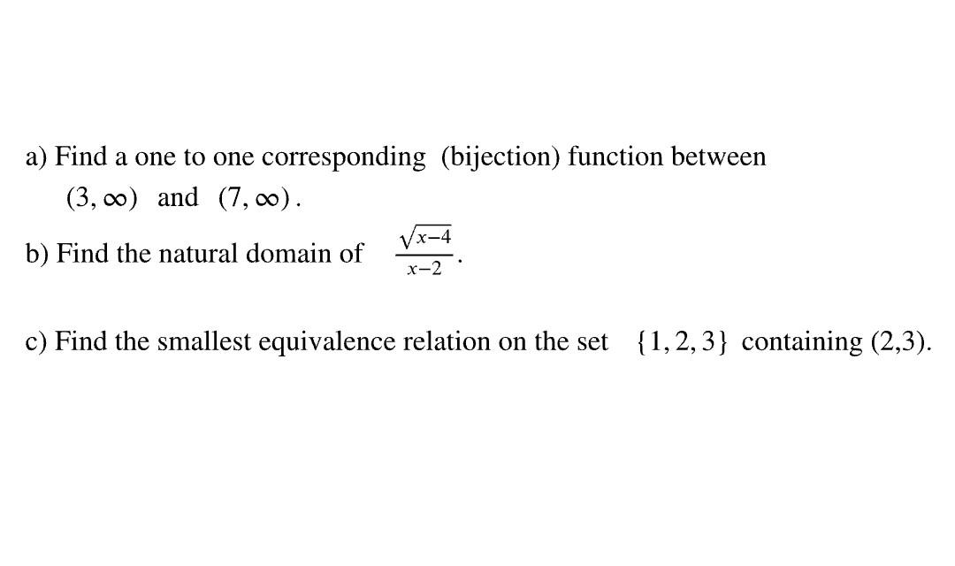 Solved a) Find a one to one corresponding (bijection) | Chegg.com