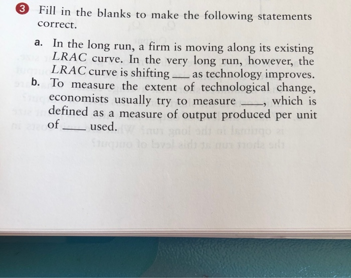 Solved Fill in the blanks to make the following statements | Chegg.com