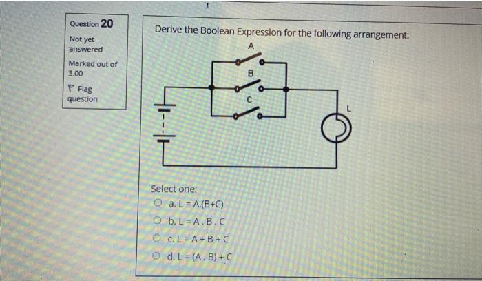 Solved Question 20 Derive the Boolean Expression for the | Chegg.com