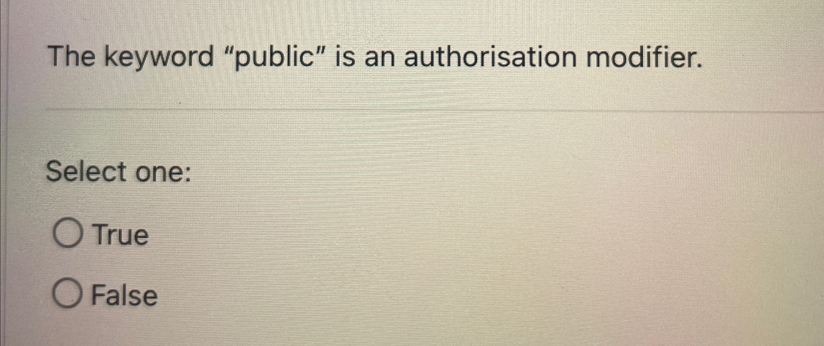 Solved The keyword "public" is an authorisation | Chegg.com