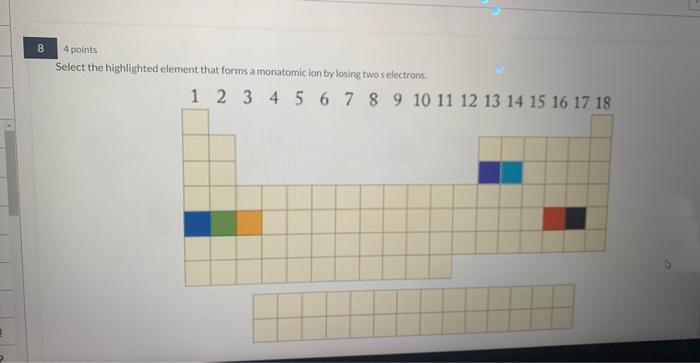 Solved Select The Highlighted Element That Forms A Monatomic