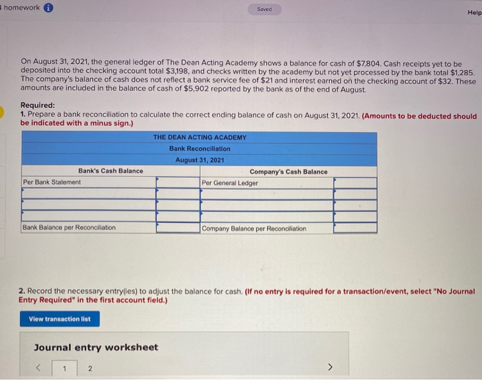 Solved homework Saved Help On August 31, 2021, the general | Chegg.com