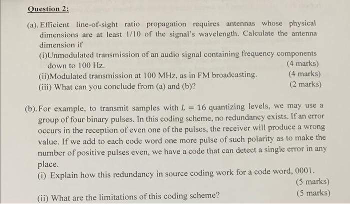 Solved (a). Efficient line-of-sight ratio propagation | Chegg.com