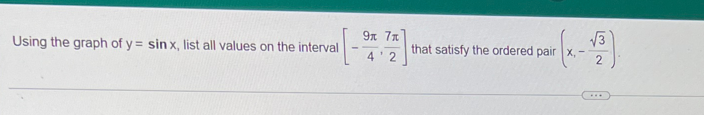 Solved Using the graph of y=sinx, ﻿list all values on the | Chegg.com