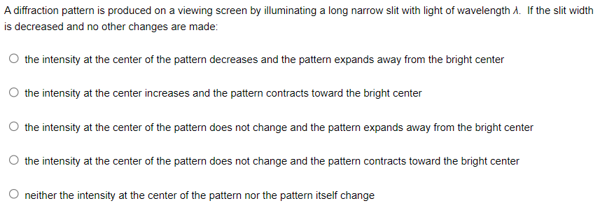 Solved A diffraction pattern is produced on a viewing screen | Chegg.com