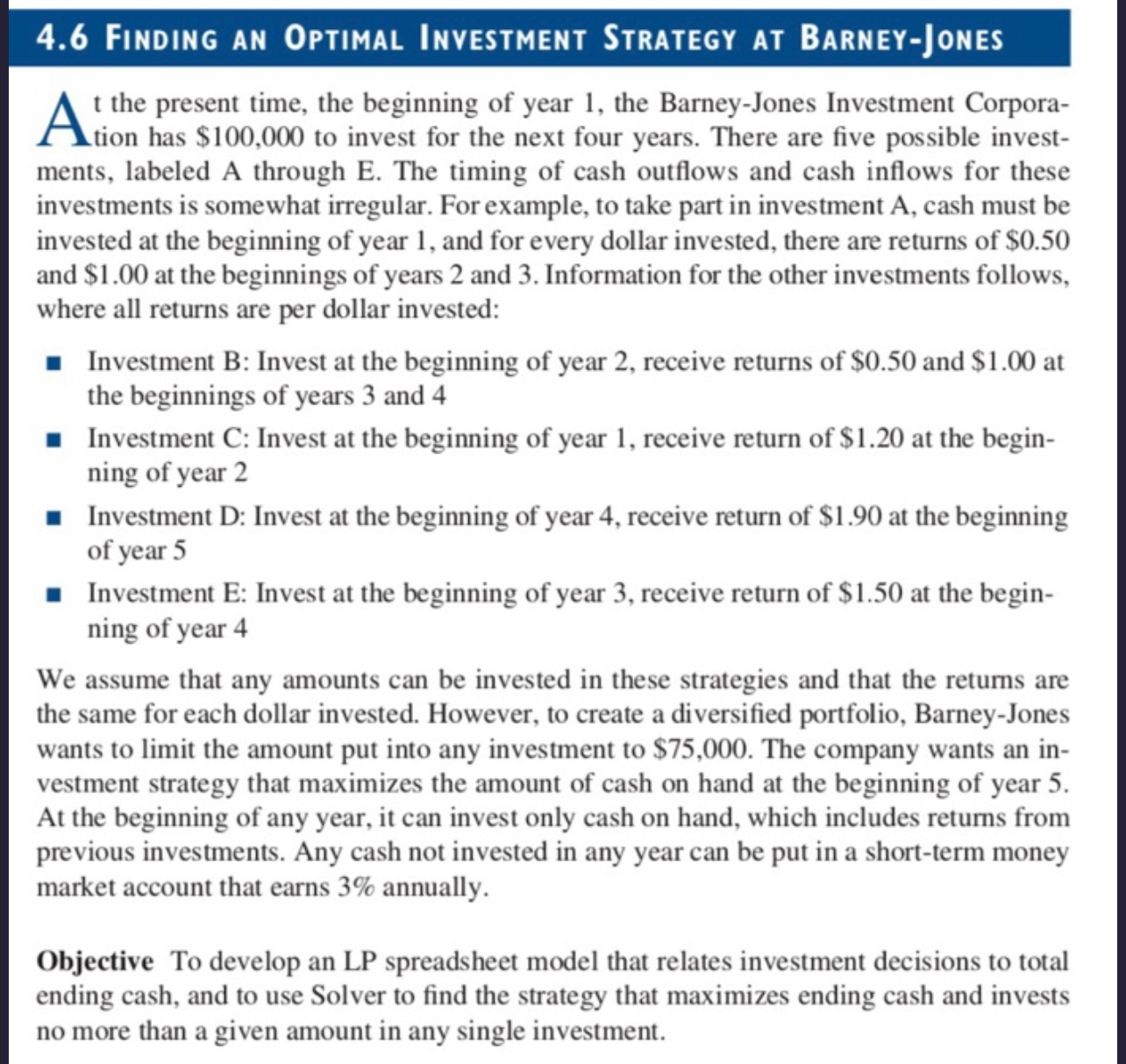 4.6 ﻿Finding an Optimal Investment Strategy at | Chegg.com
