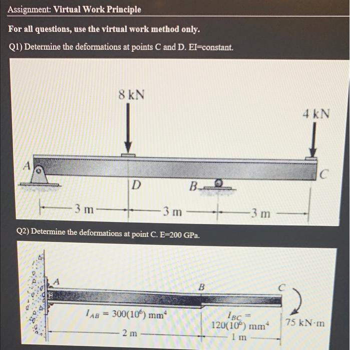 Solved Assignment: Virtual Work Principle For all questions, | Chegg.com
