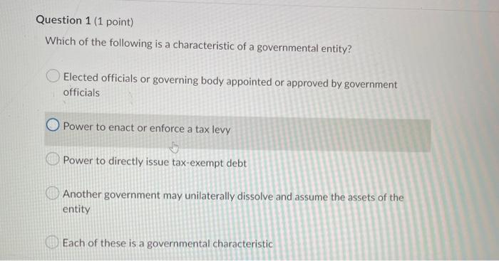 Question 1 (1 point) Which of the following is a | Chegg.com
