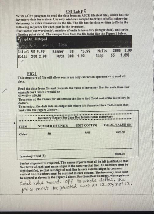 Solved CSILab 5 Write a CH program to read the data from as | Chegg.com