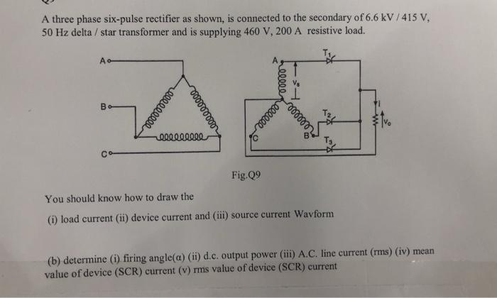 Solved A three phase six-pulse rectifier as shown, is | Chegg.com