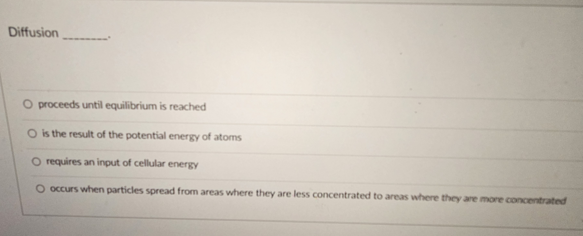 Solved Diffusion proceeds until equilibrium is reachedis | Chegg.com