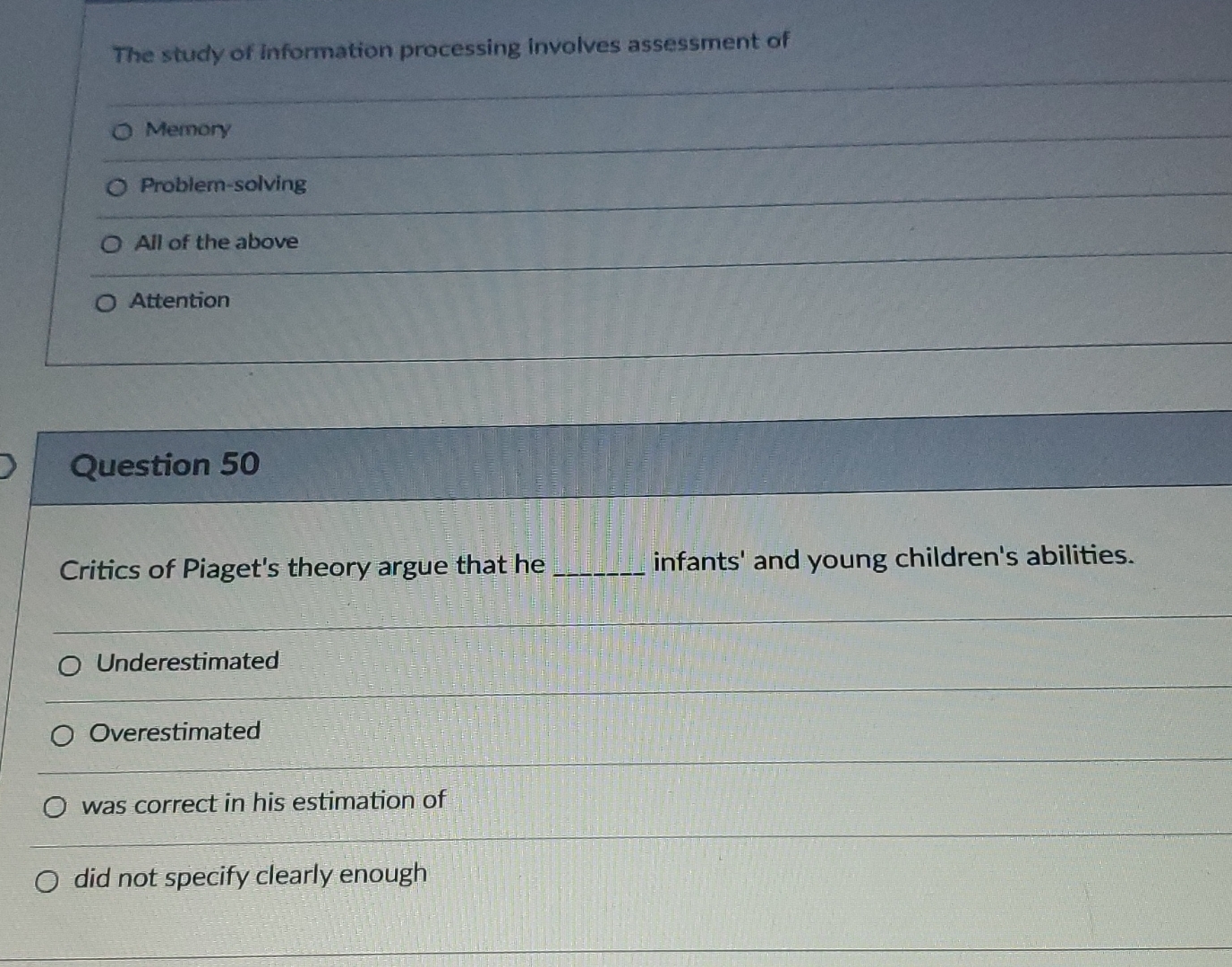 Solved The study of information processing involves | Chegg.com