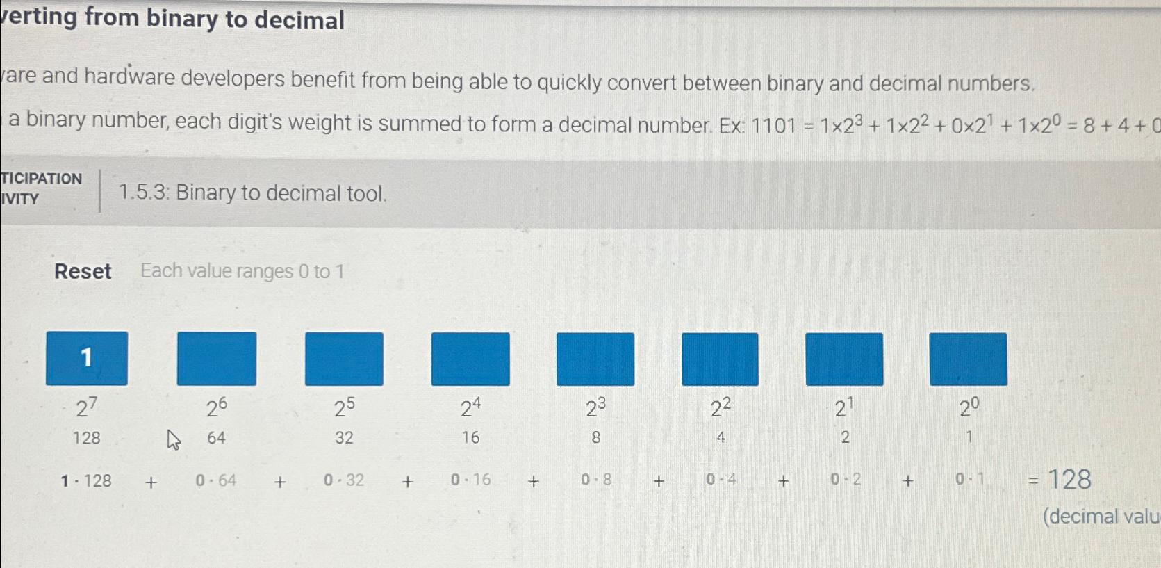 Solved lerting from binary to decimalare and hardware | Chegg.com