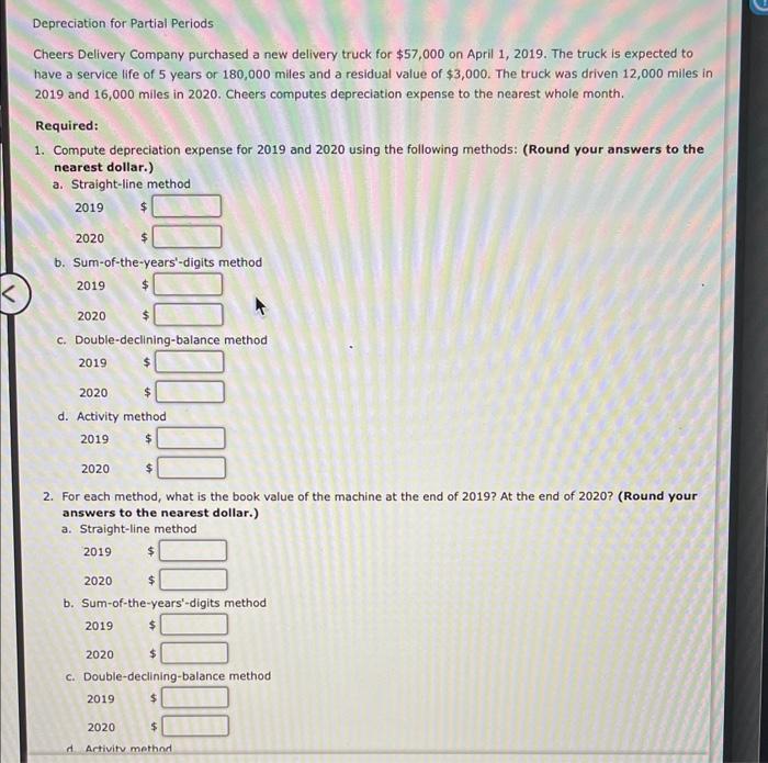 Solved b. Sum-of-the-years'-digits method d. Activity method | Chegg.com