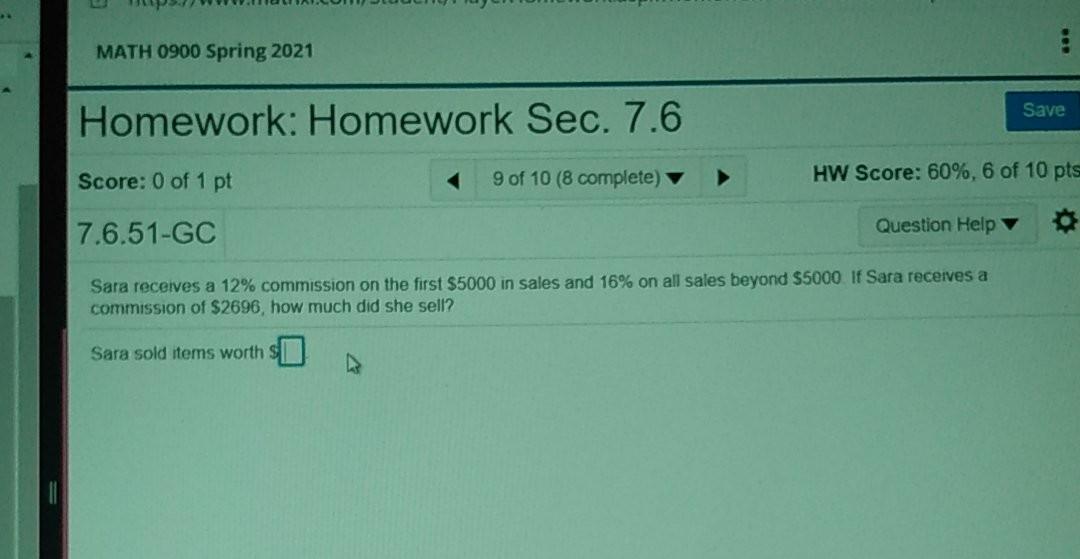 Solved MATH 0900 Spring 2021 .. Save Homework: Homework Sec. | Chegg.com
