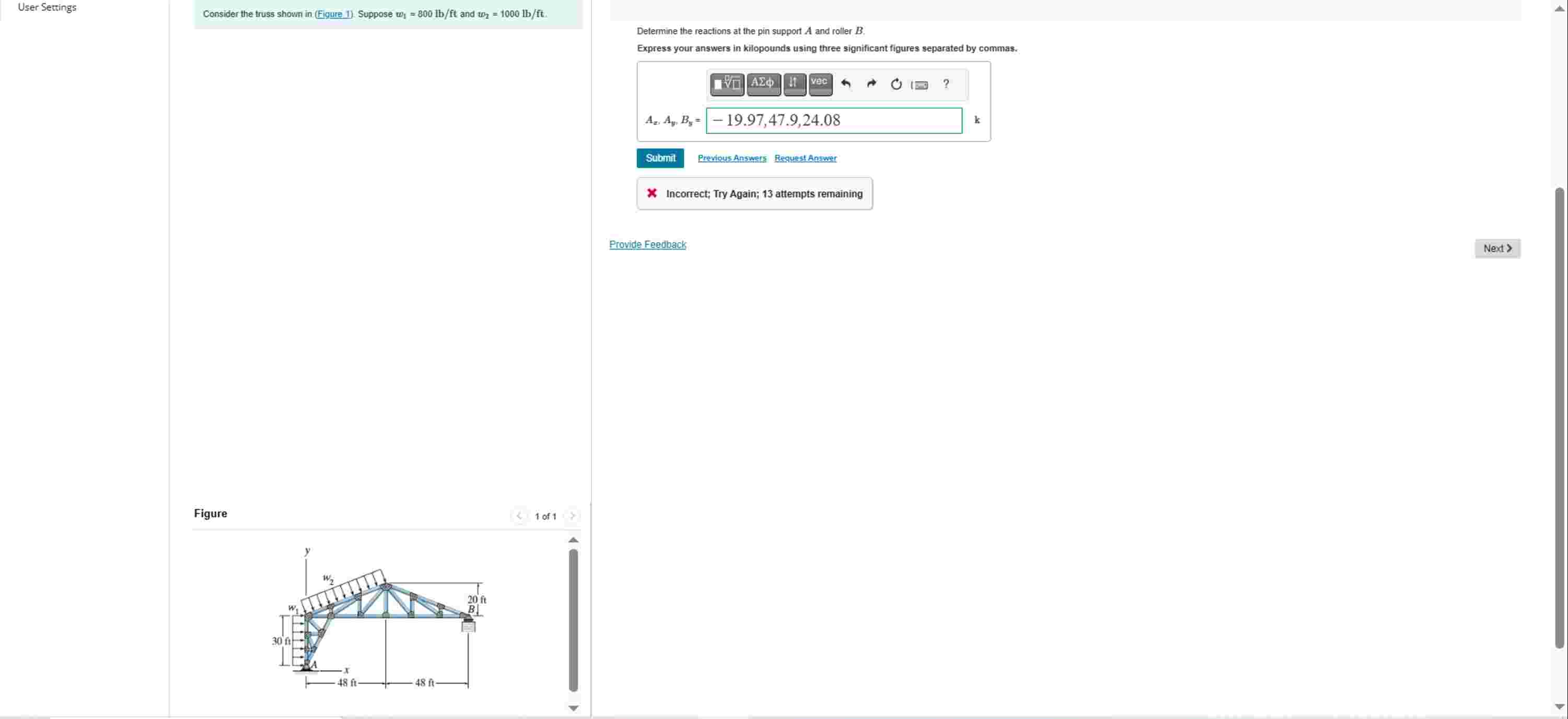 Solved User SettingsConsider the truss shown in (Figure 1). | Chegg.com