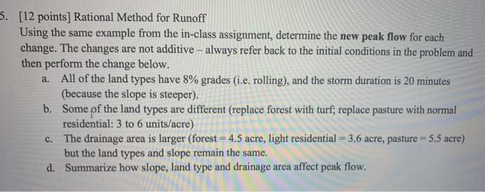 Solved 3. [12 points] Rational Method for Runoff Using the | Chegg.com