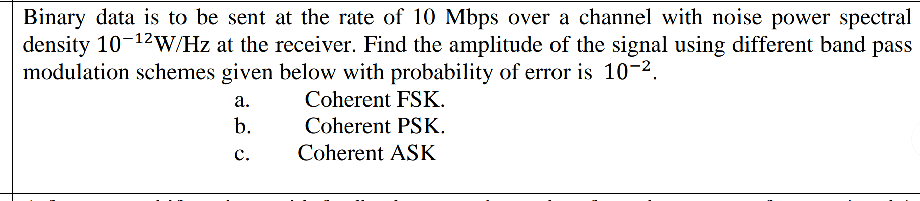 Solved Binary data is to be sent at the rate of 10 ﻿Mbps | Chegg.com