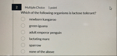 Solved 2Multiple Choice 1 ﻿pointWhich of the following | Chegg.com