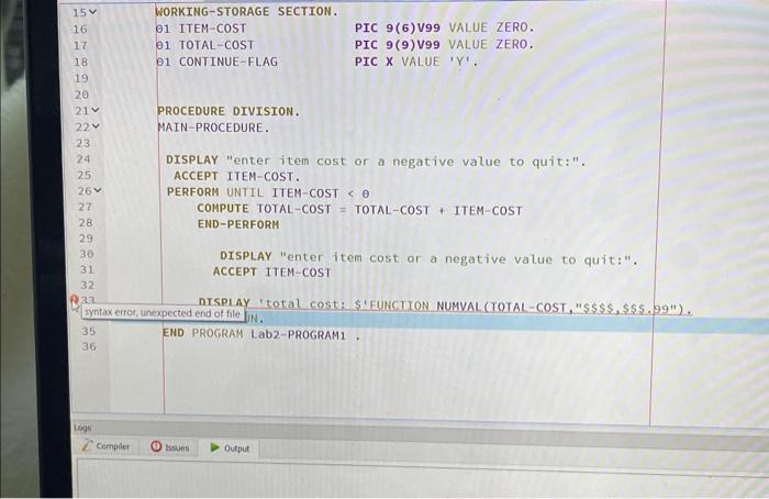 Solved how do i fix line 33 please | Chegg.com