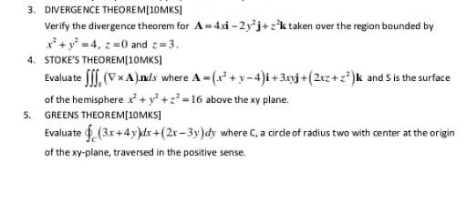 Solved 3. DIVERGENCE THEOREM[10MKS] Verify the divergence | Chegg.com