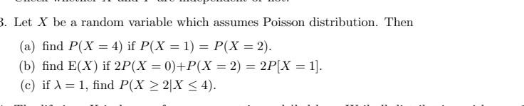 Solved Let X be a random variable which assumes Poisson | Chegg.com