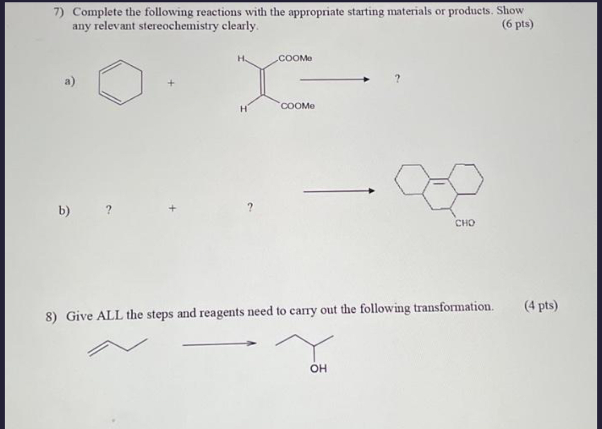 Solved Complete the following reactions with the appropriate | Chegg.com