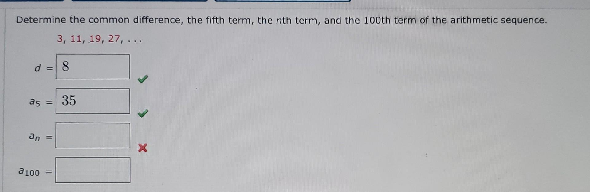 Solved Determine the common difference, the fifth term, the | Chegg.com