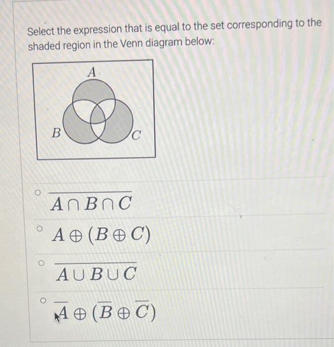 Solved Select the expression that is equal to the set | Chegg.com