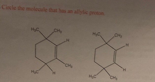 Solved Circle the molecule that has an allylic proton. Нас | Chegg.com