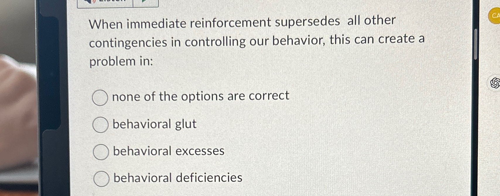 Solved When immediate reinforcement supersedes all other | Chegg.com