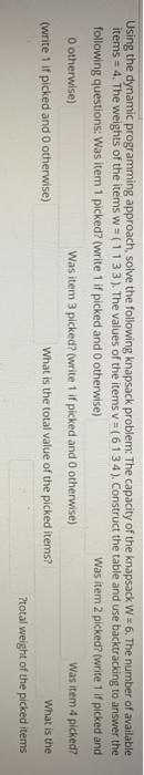 Solved Using the dynamic programming approach, solve the | Chegg.com