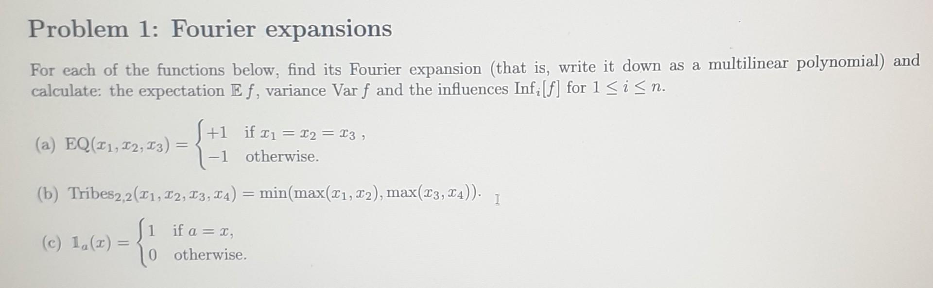 Solved Problem 1 Fourier Expansions For Each Of The