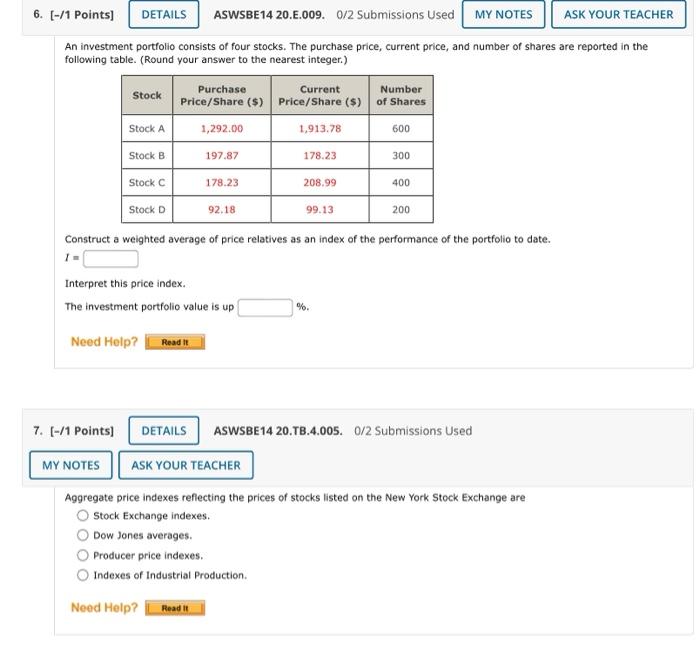 Solved The following table reports prices and usage | Chegg.com
