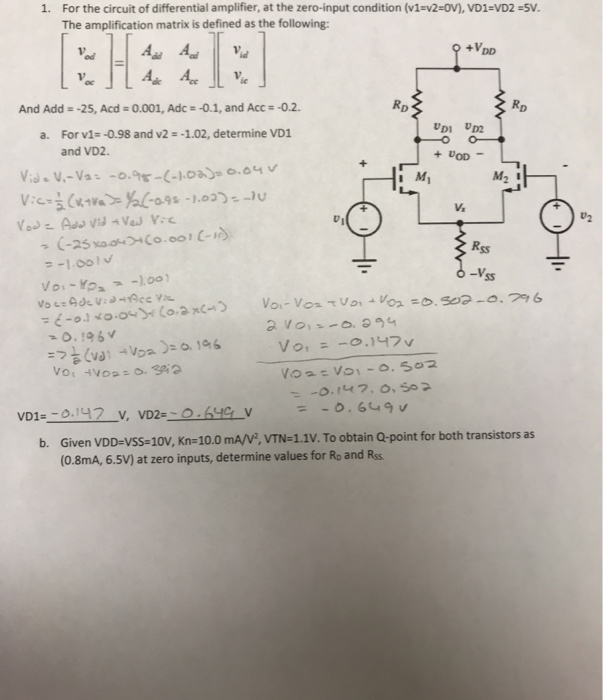 Solved Given VDD=VSS= 10V, Kn= 10.0 mA/V2, VTN =1.1V. To | Chegg.com