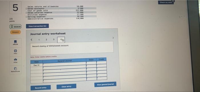 Solved 5 The following includes temporary accounts from the | Chegg.com
