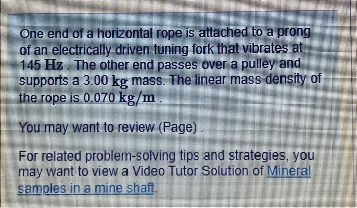 Solved One end of a horizontal rope is attached to a prong | Chegg.com