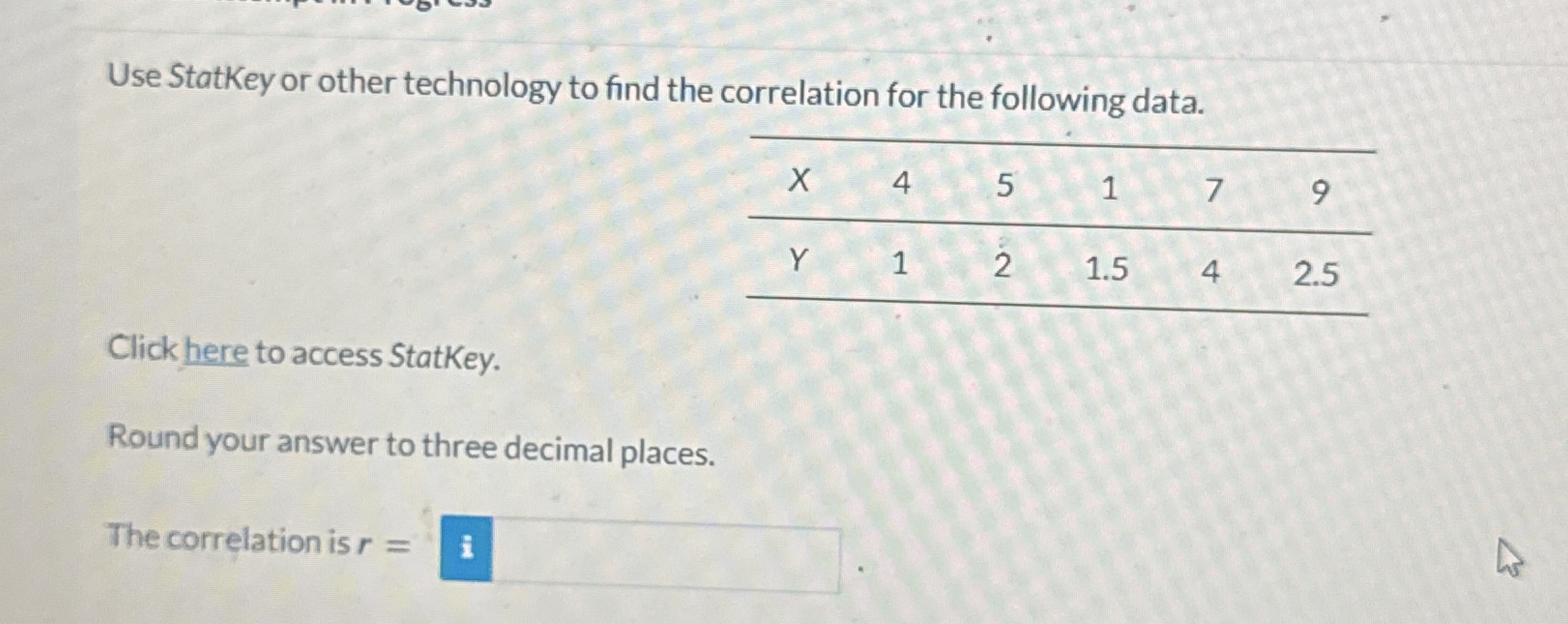 Solved Use StatKey or other technology to find the | Chegg.com