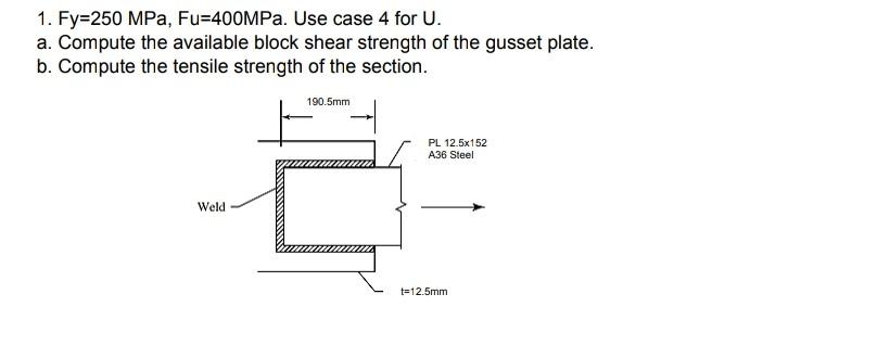 Solved 1. Fy=250 MPa, Fu=400MPa. Use case 4 for U. a. | Chegg.com