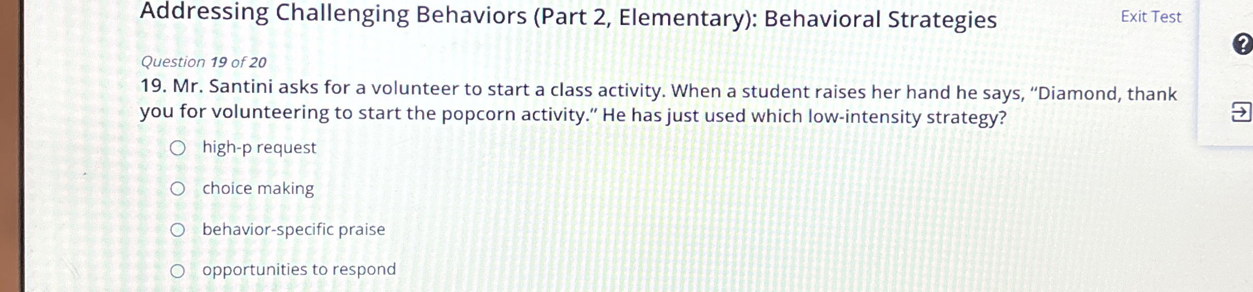 Solved Addressing Challenging Behaviors (Part 2, | Chegg.com