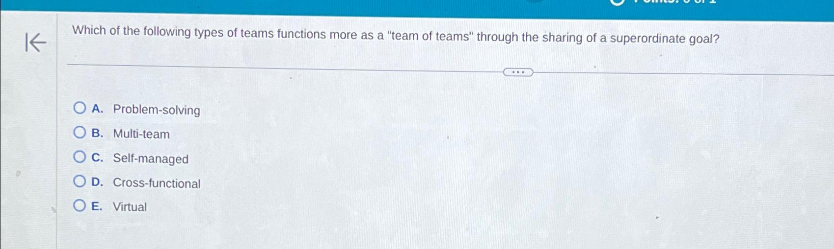 Solved Which of the following types of teams functions more | Chegg.com
