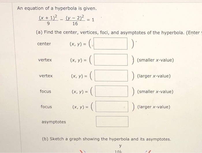 Solved Find the equation for the hyperbola whose graph is | Chegg.com